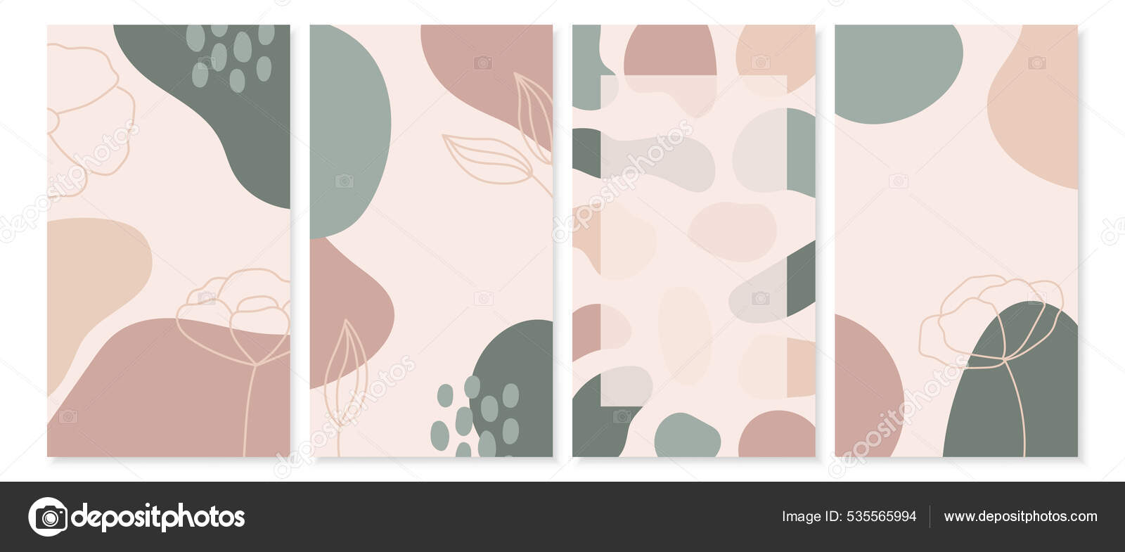 Social media stories backgrounds with abstract shapes, hand drawn ...