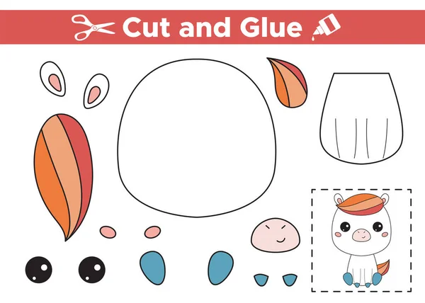 Use scissors and glue create funny kawaii horse. Educational paper game ...