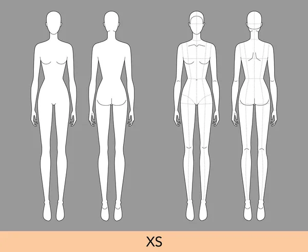 Set de Talla XS Mujer Plantilla de moda 9 de nueve cabezas modelo ...