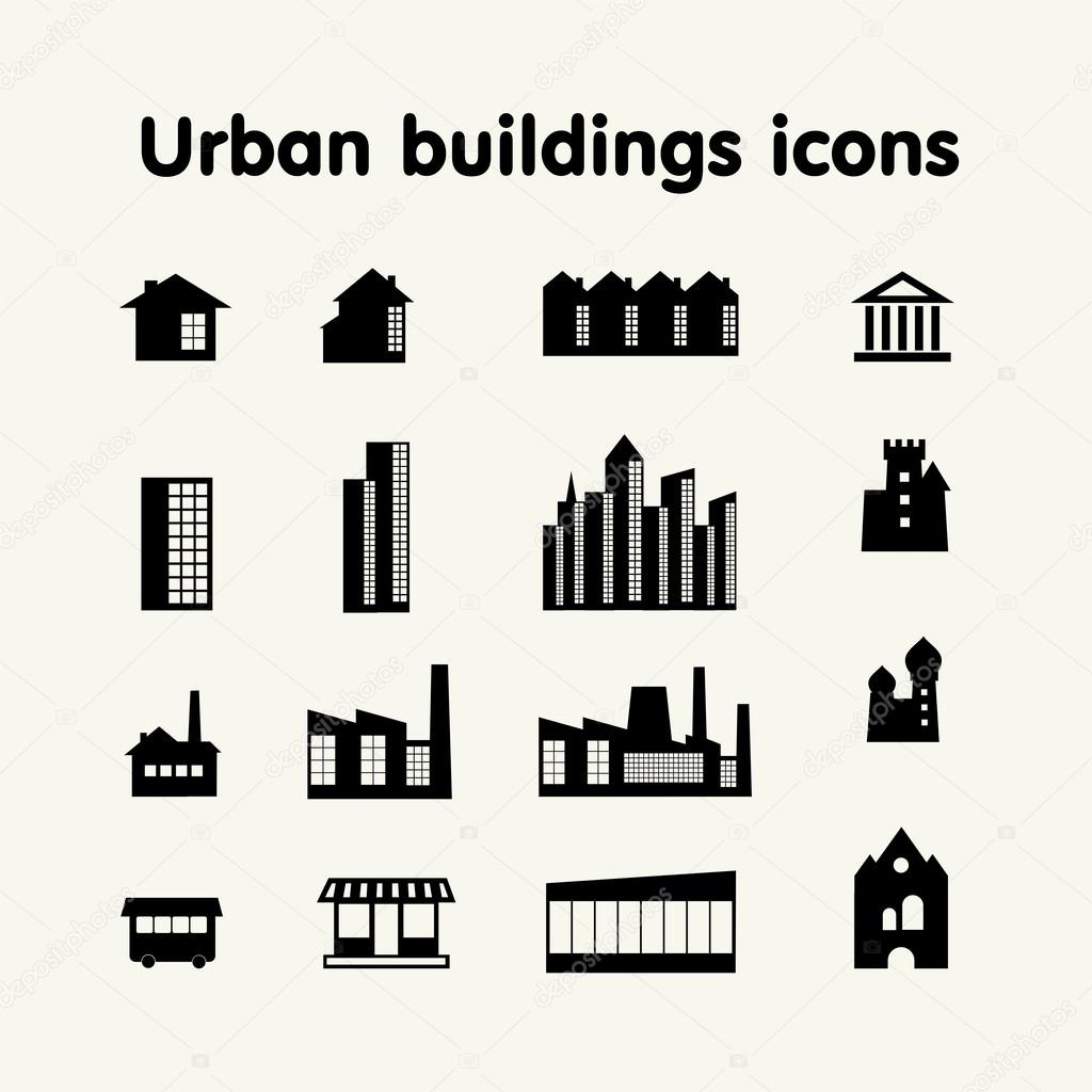 Urban buildings icons — Stock Vector © PGMart #50786639