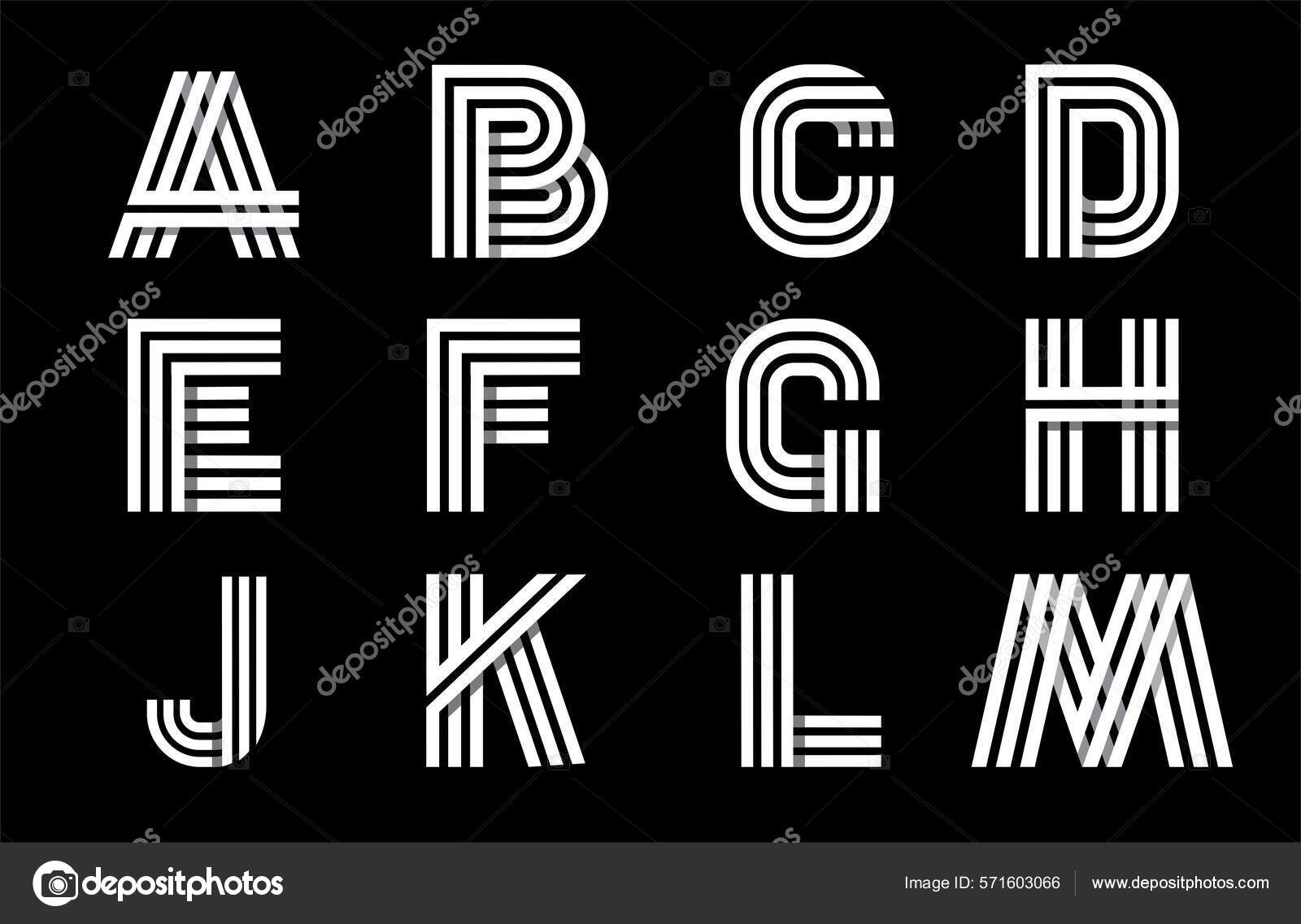 Decorative alphabet, font with capital letters. Modern set for ...