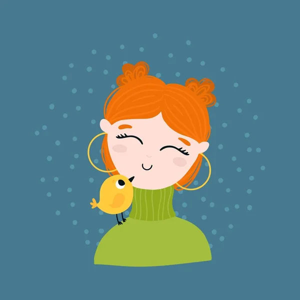 Mädchen mit vogel Stock-Vektorbilder | Depositphotos