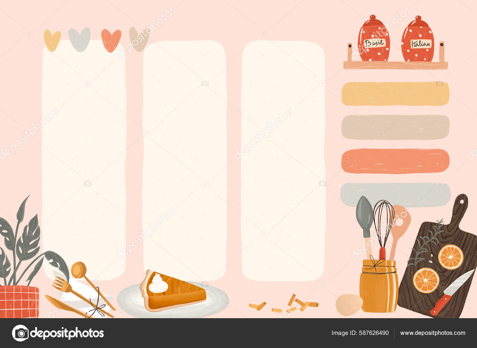 Trendy Cooking Minimalist Template Planner Pastel Colors Menu List ...