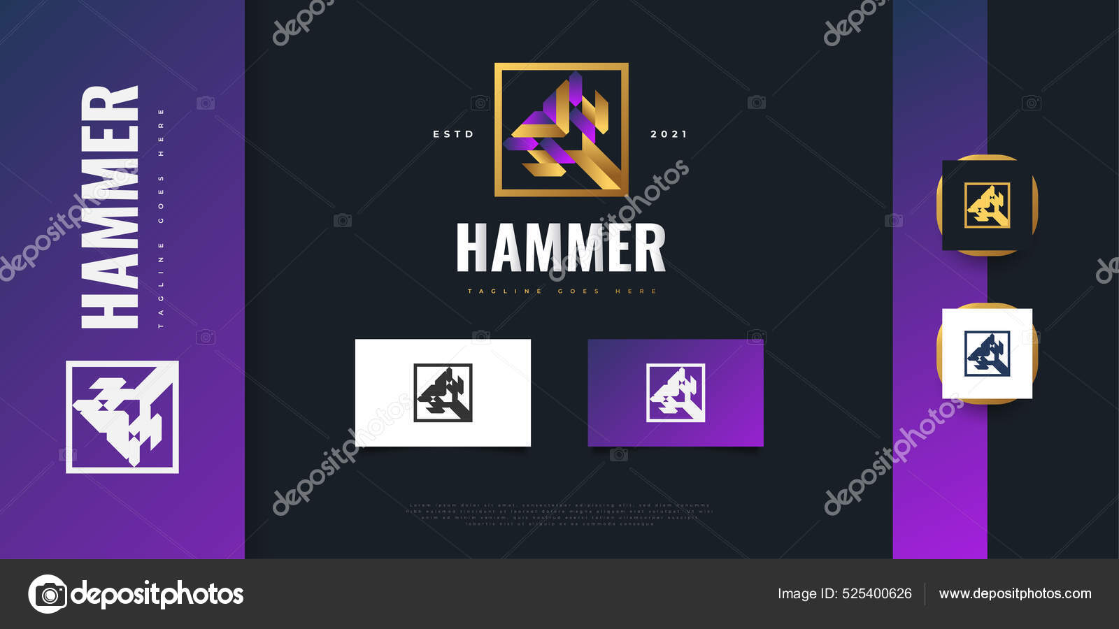 Logotipo Martillo Lujo Estilo Púrpura Oro Para Mascotas Identidad Del ...