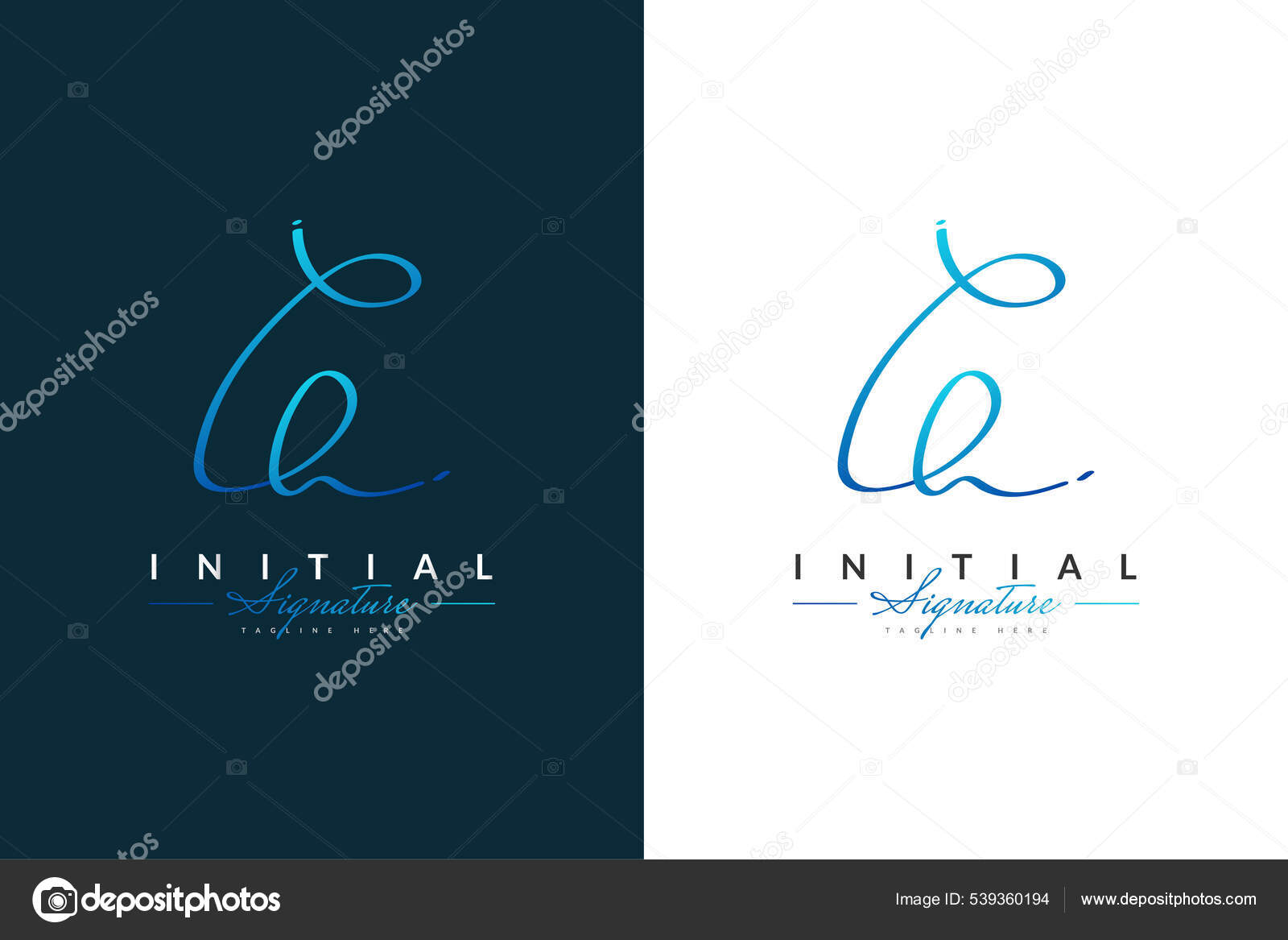 Initial Letters Logo Design Handwriting Style Blue Gradient Signature ...