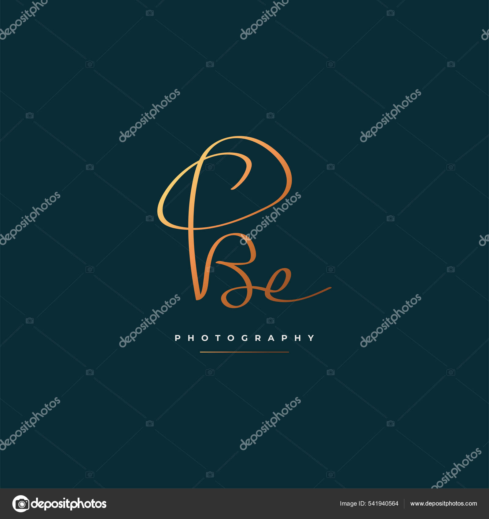 Initial Logo Design Elegant Handwriting Style Gold Gradient Signature ...