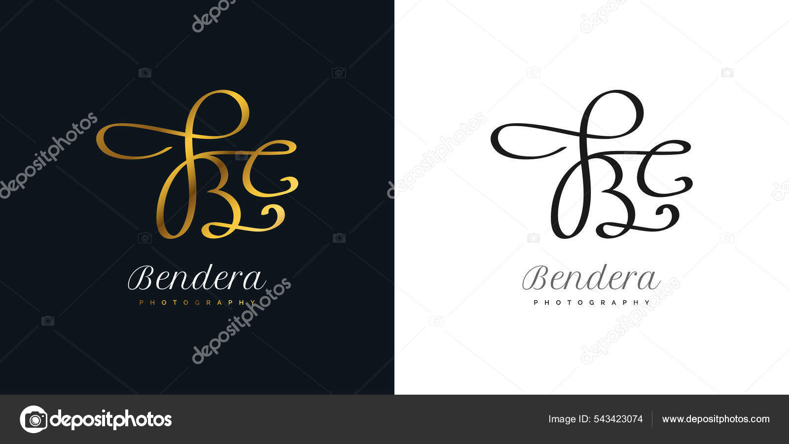 Elegant Initial Logo Design Handwriting Style Gold Gradient Signature ...