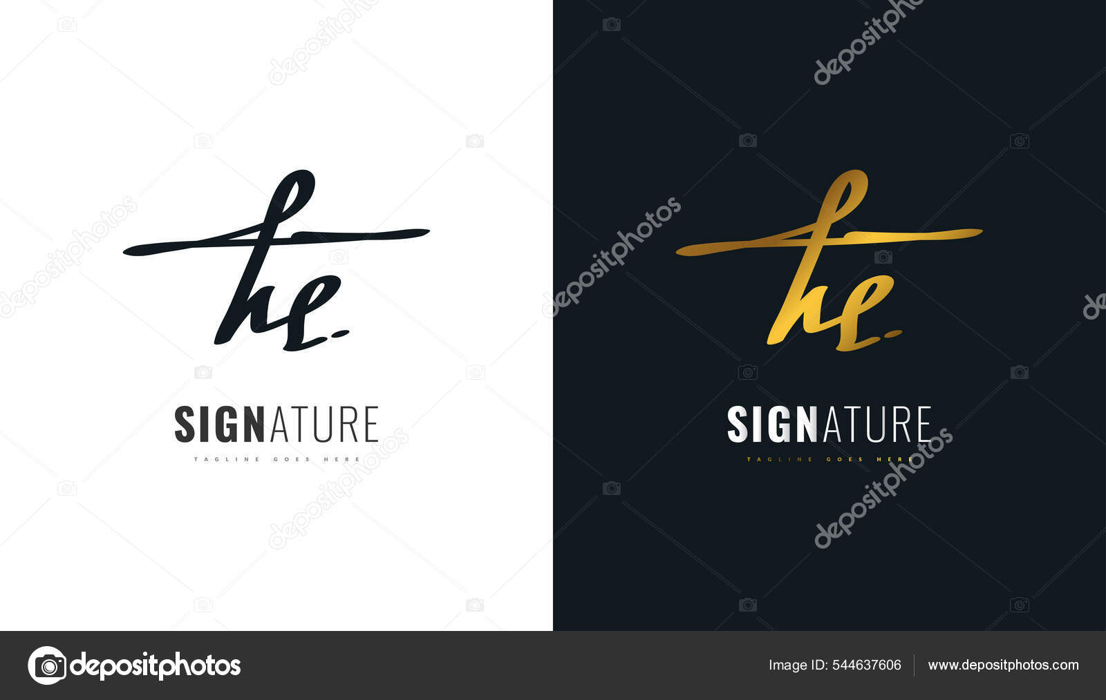 Initial Logo Design Elegant Gold Handwriting Style Signature Logo ...