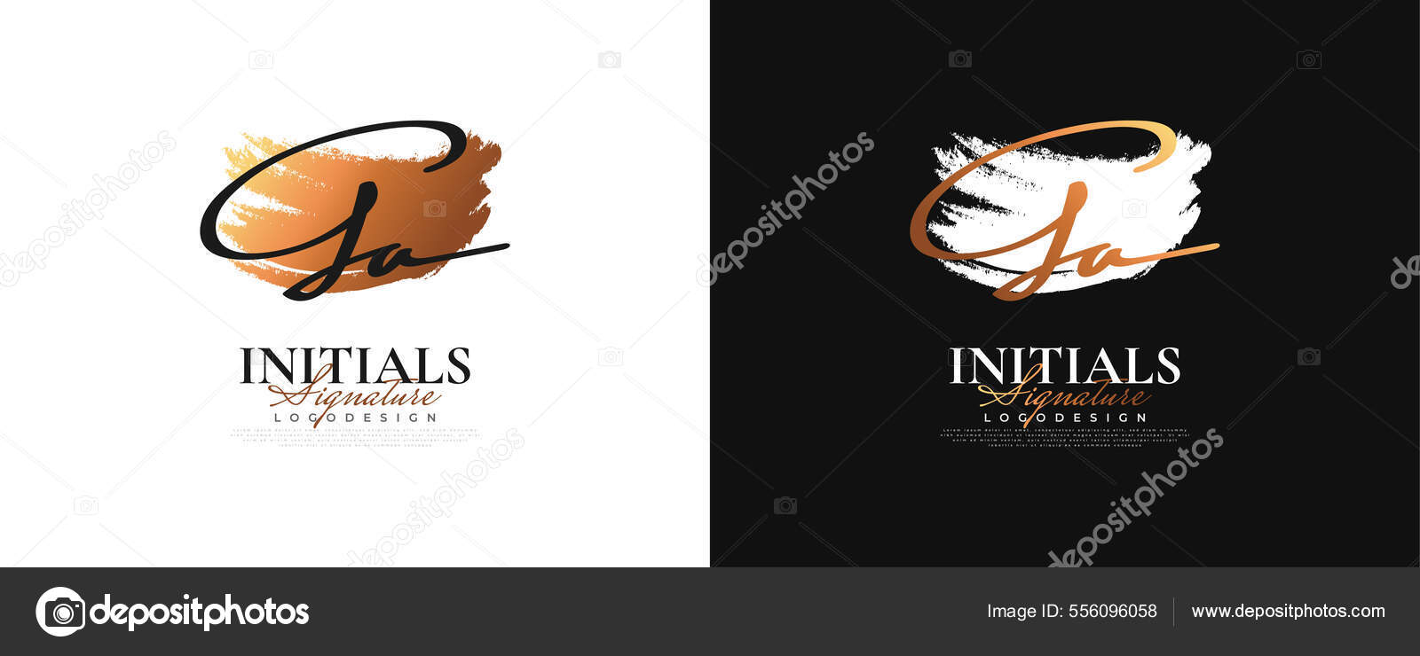 Initial Logo Design Elegant Gold Handwriting Style Signature Logo ...