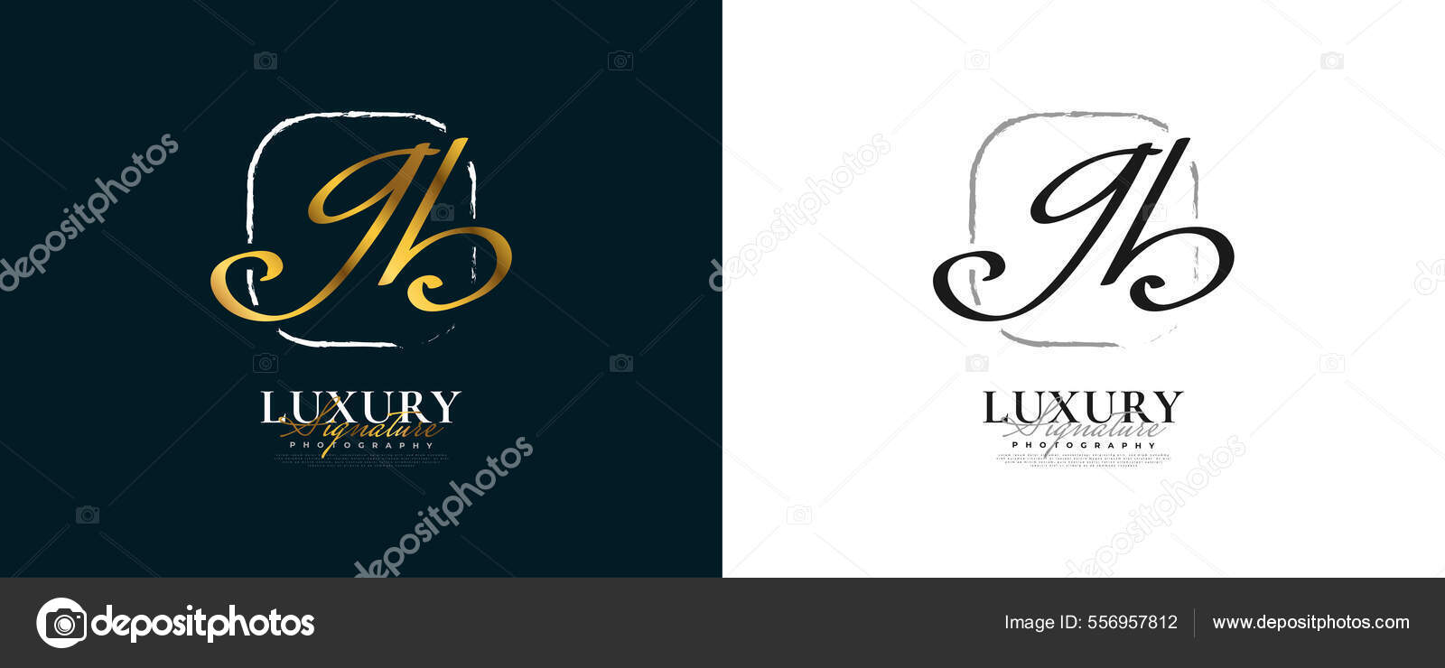Initial Logo Design Elegant Gold Handwriting Style Signature Logo ...