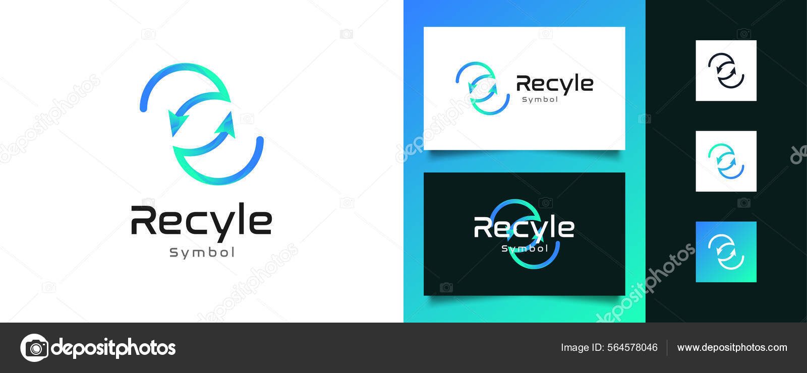 Modern Recycle Logo Icon Blue Green Gradient Recycling Rotation Arrow ...