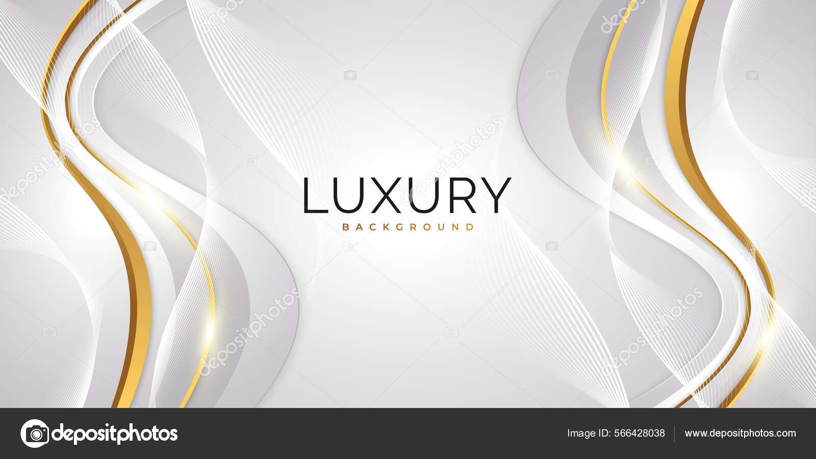 Luxury White Gold Background Golden Lines Paper Cut Style Premium Stock ...