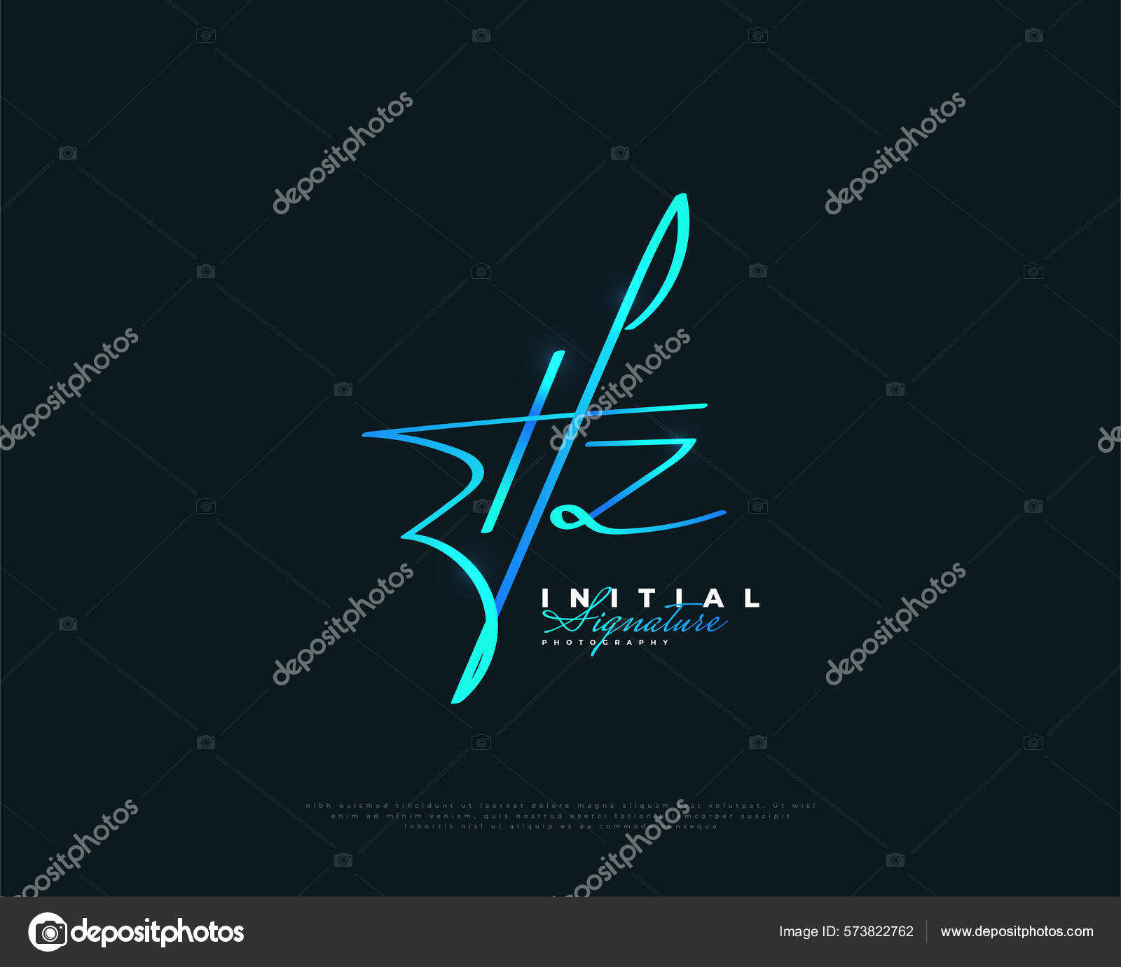Initial Logo Design Elegant Blue Handwriting Style Signature Logo ...