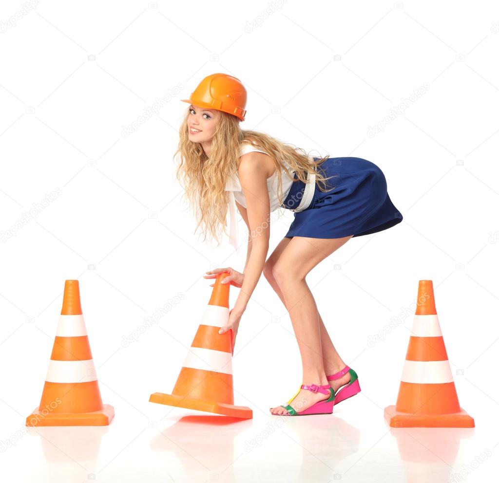 Happy construction girl Stock Photo by ©logoboom 32424871