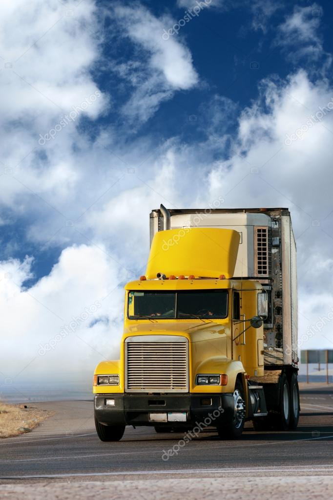 Big yellow trailer on the road — Stock Photo © logoboom #32904783