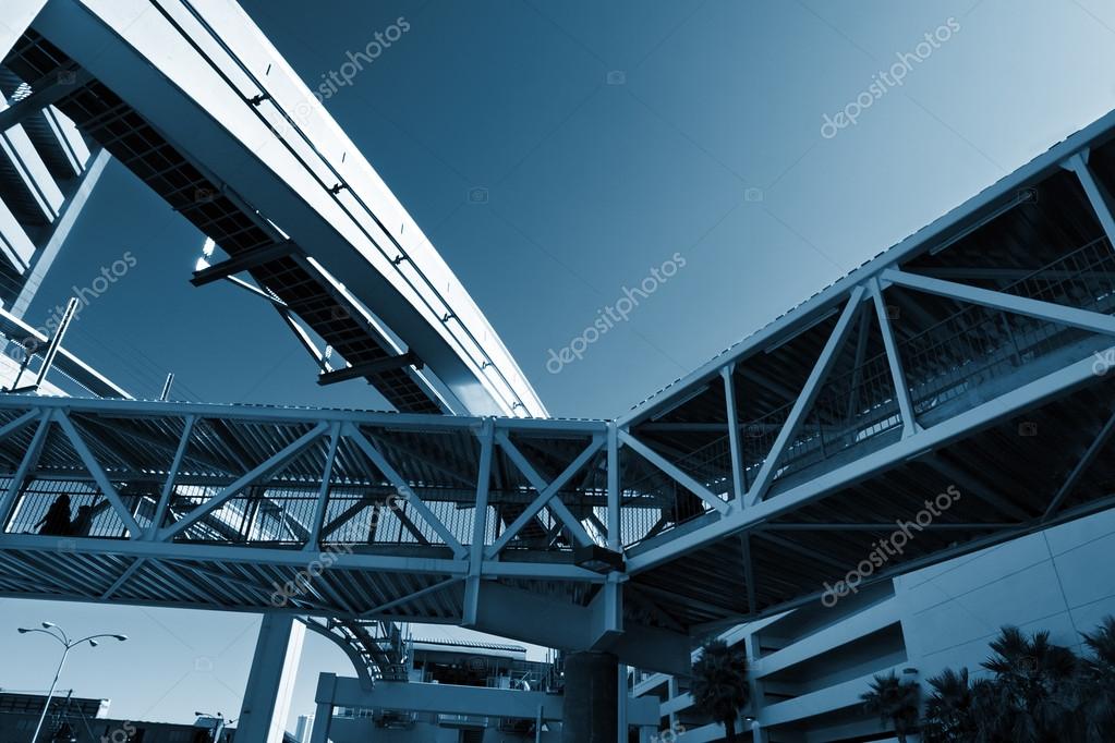 Knot made of bridges between buildings and a monorail. — Stock Photo ...
