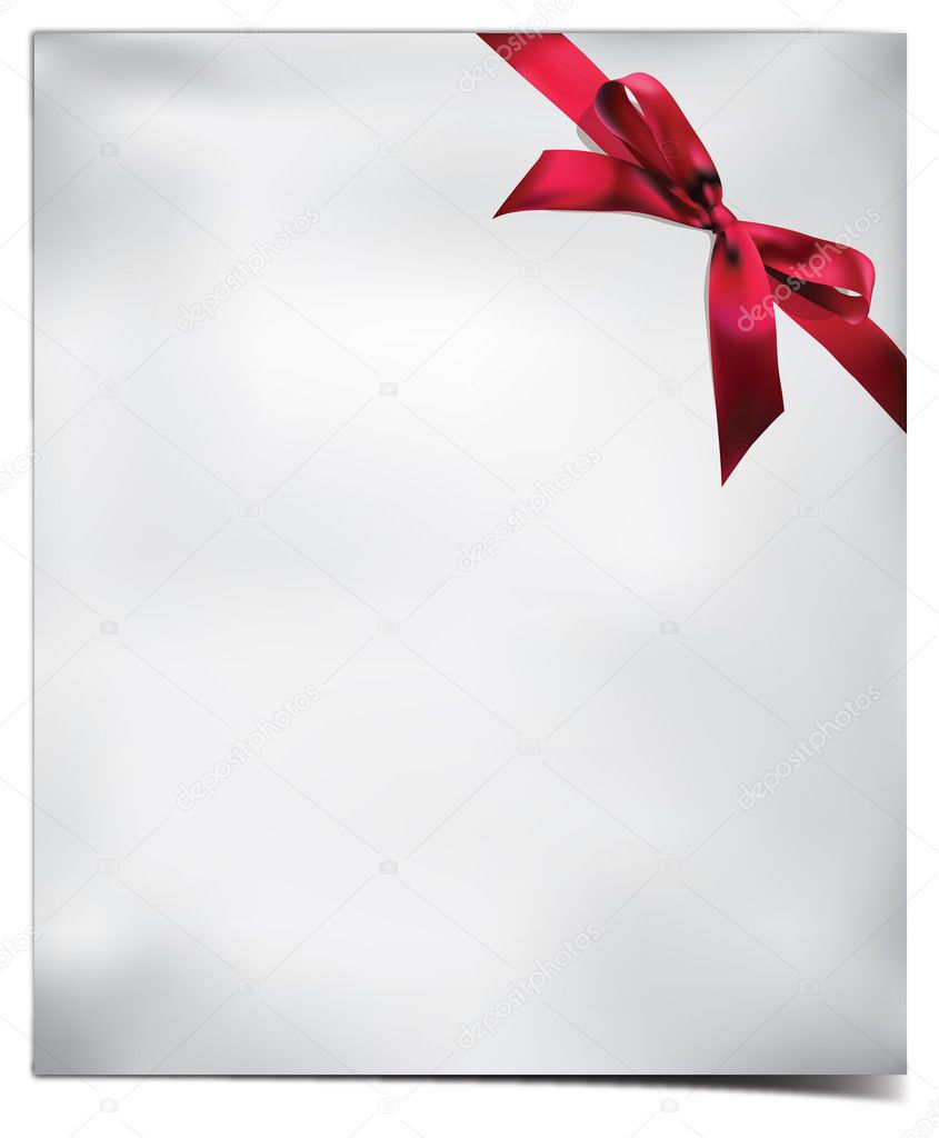 Paper Card with Red Bow. Vector illustration. Stock Vector by ...