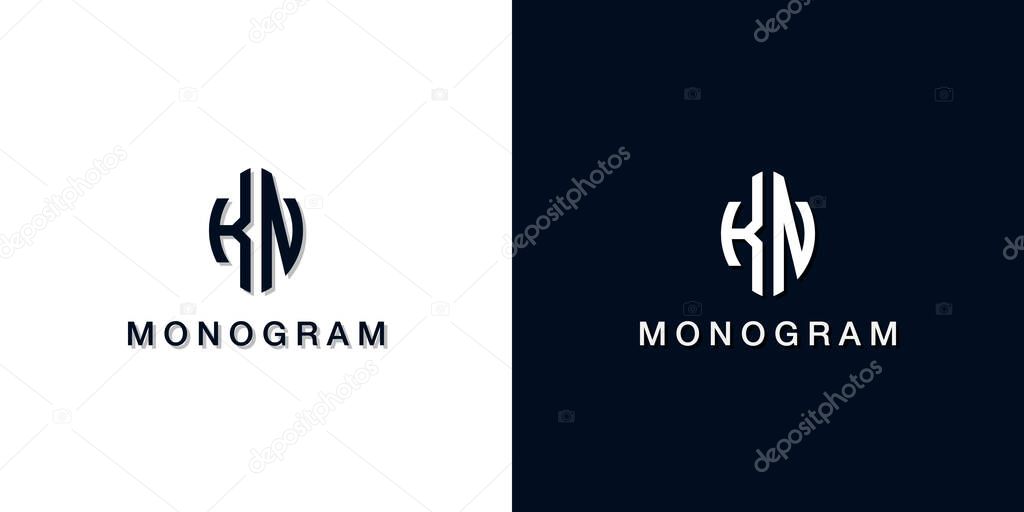 Letra inicial estilo hoja logo monograma KN. Este logotipo incorpora ...