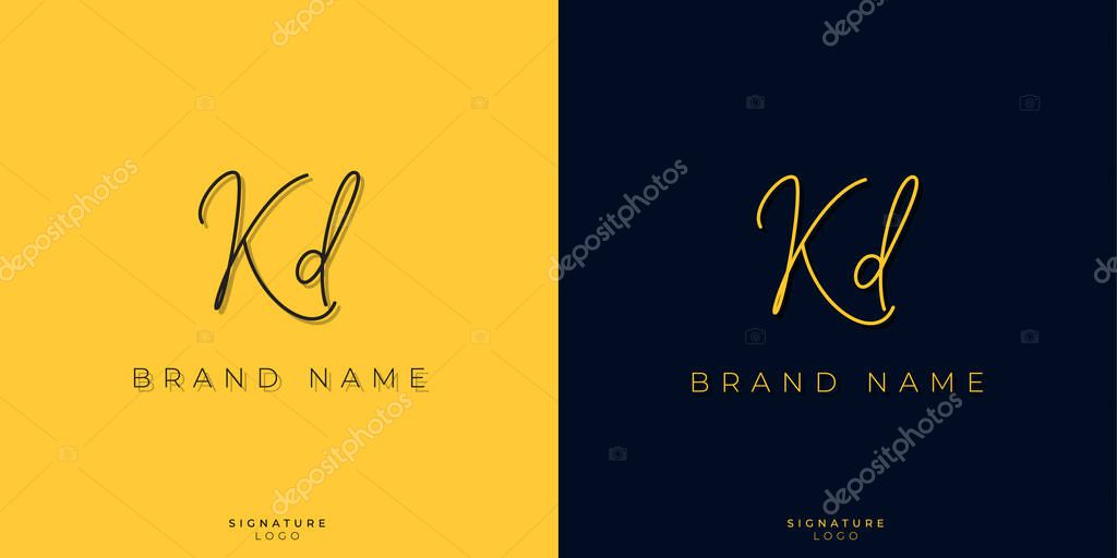 Letras de arte de línea mínima KD Signature logo. Se utilizará para ...