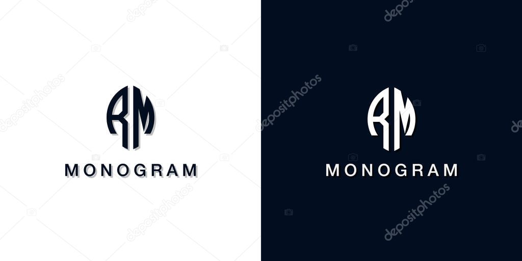 Leaf style initial letter RM monogram logo (en inglés). Este logotipo ...