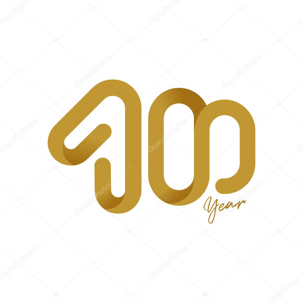 Logo de 100 años. Ilustración vectorial en color amarillo dorado a ...
