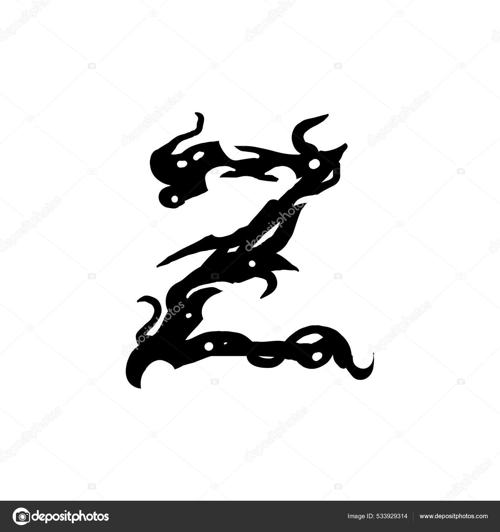 Letter Gothic Graffiti Style Black Letter Curls Logo Design Element ...