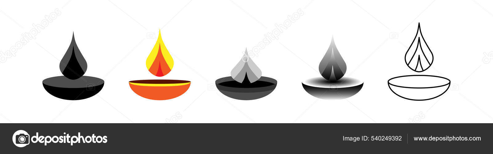 Diya Lamp Icon Deepavali Happy Diwali Festival Lights India Vector ...