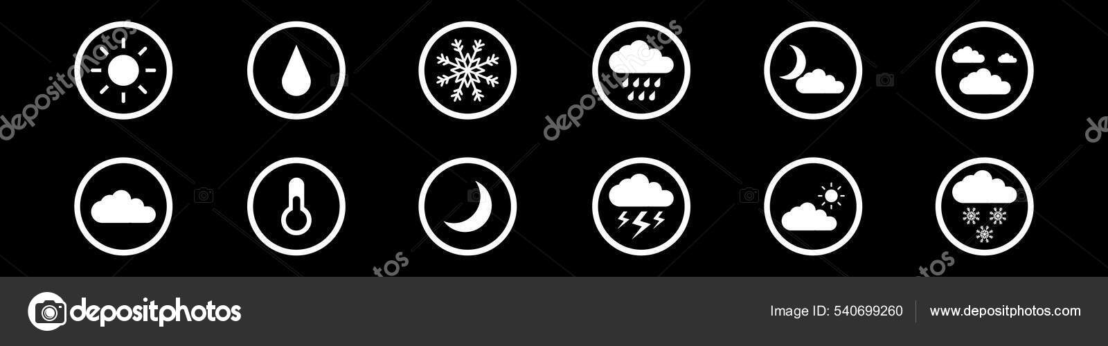 Weather Icons Set Modern White Pictograms Forecast Design Apps Trendy ...