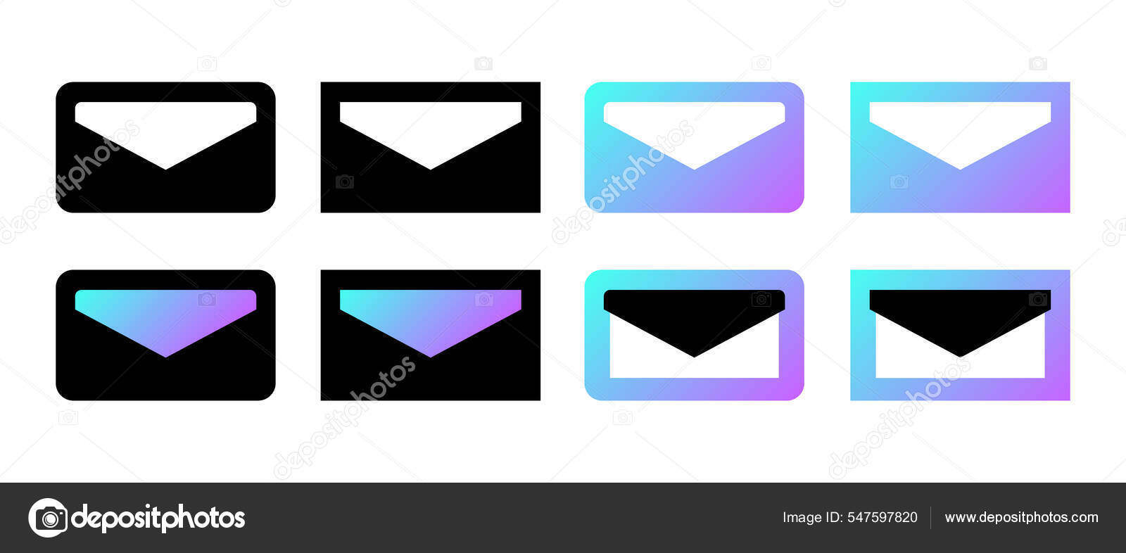 Set Ikon Amplop Modern Simbol Surat Ilustrasi Vektor Diisolasi Pada ...