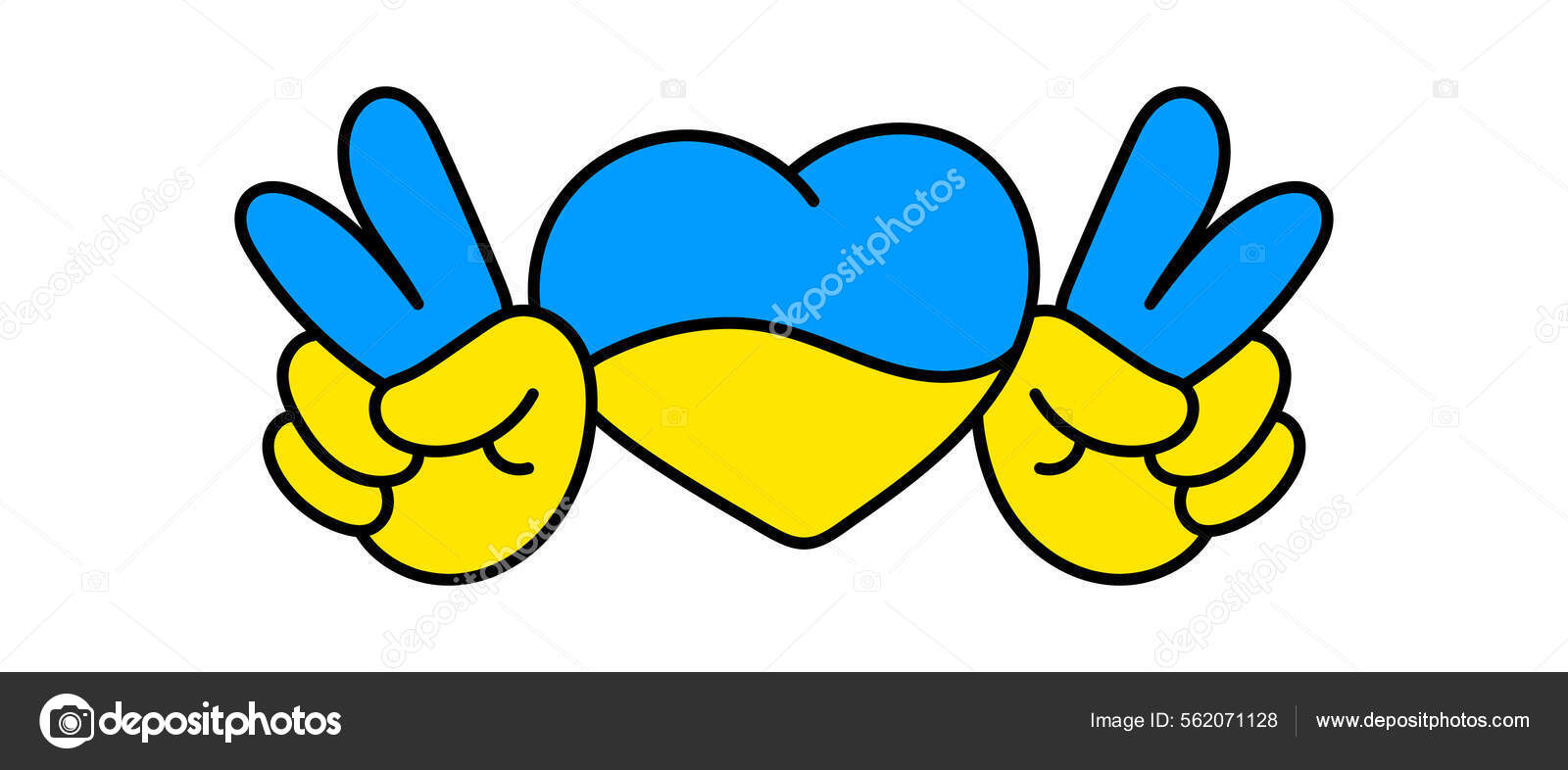 Ukrainian Heart Hand Gesture Sign Victory Peace Hand Drawing Ukraine ...