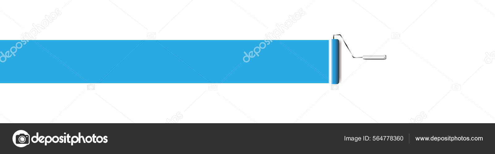 Paint Roller Blue Stroke White Background Vector Eps Stock Vector by ...