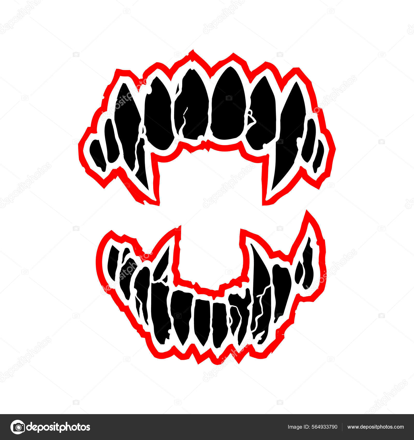 Vampire Teeth Vector Isolated White Background Stock Vector Image by ...