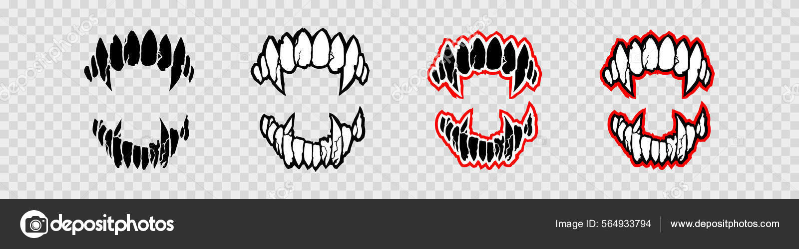 Vampire Teeth Vector Isolated White Background Stock Vector by ...