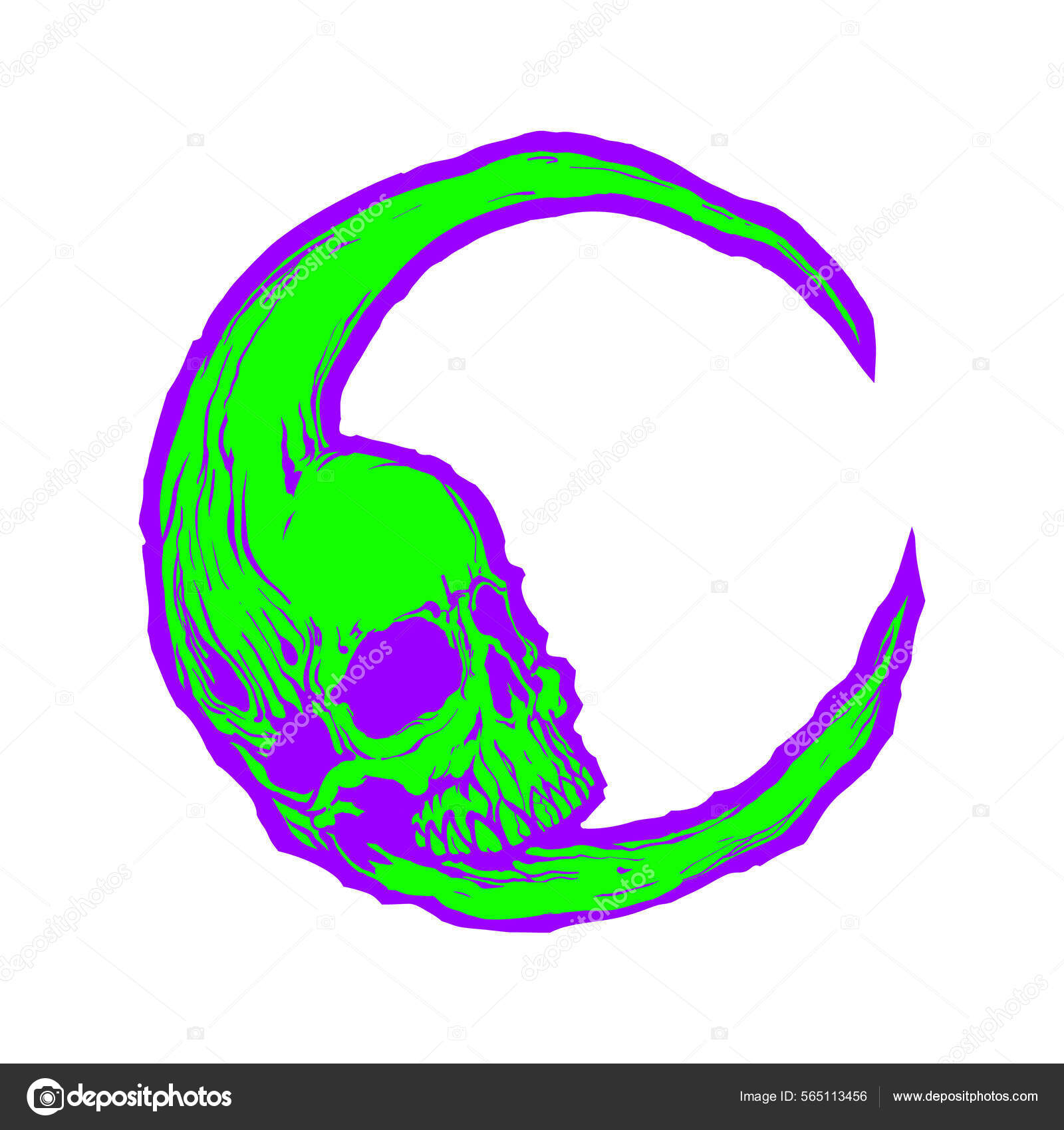 Moon Skull Gothic Design Prints Comic Style Illustration Shirt Print ...