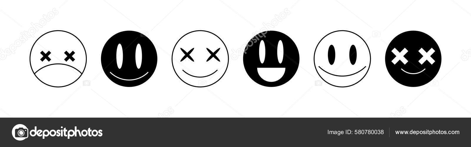 Cool Rave Smiley Icons Set Flat Style Emojis Illustration Isolated ...