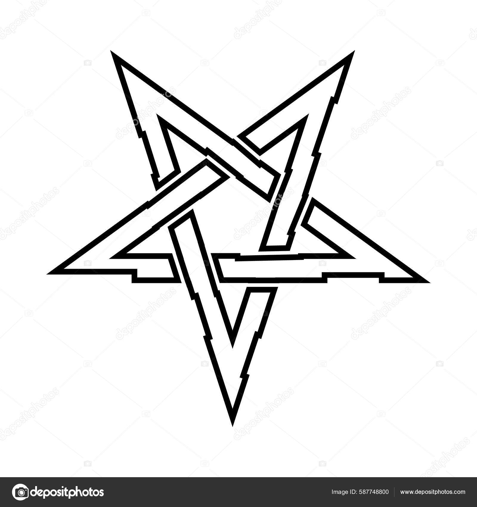 Pentagram Inverted Star Vector Illustration Isolated White Background ...