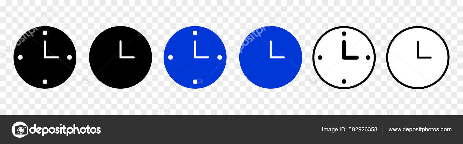 Clock Icon Set Modern Clock Pictogram Applications Vector Illustration ...