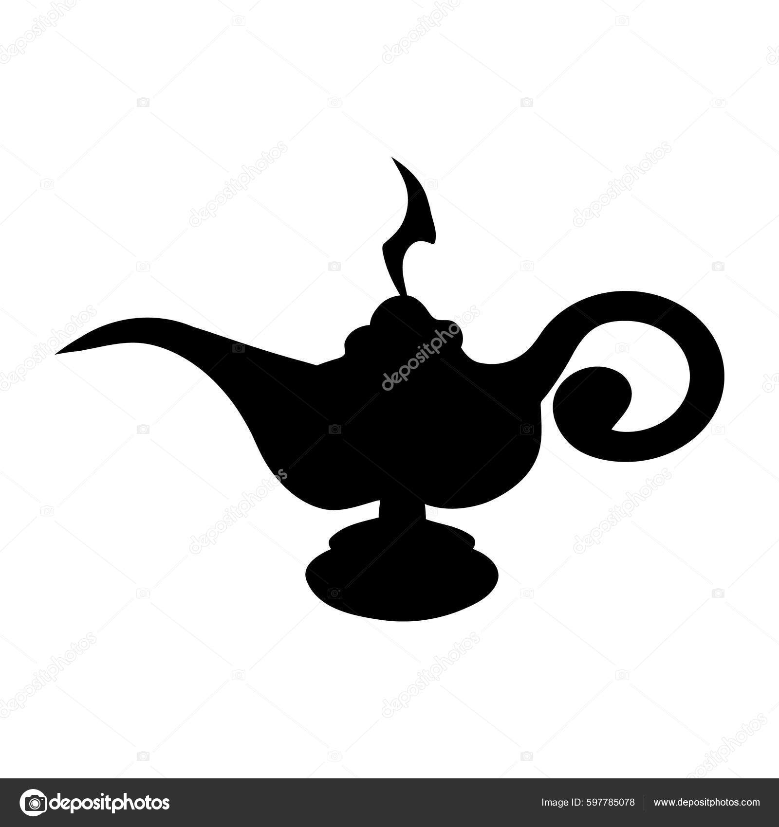 Cartoon Genie Lamp Vector Illustration Isolated White Background Stock ...