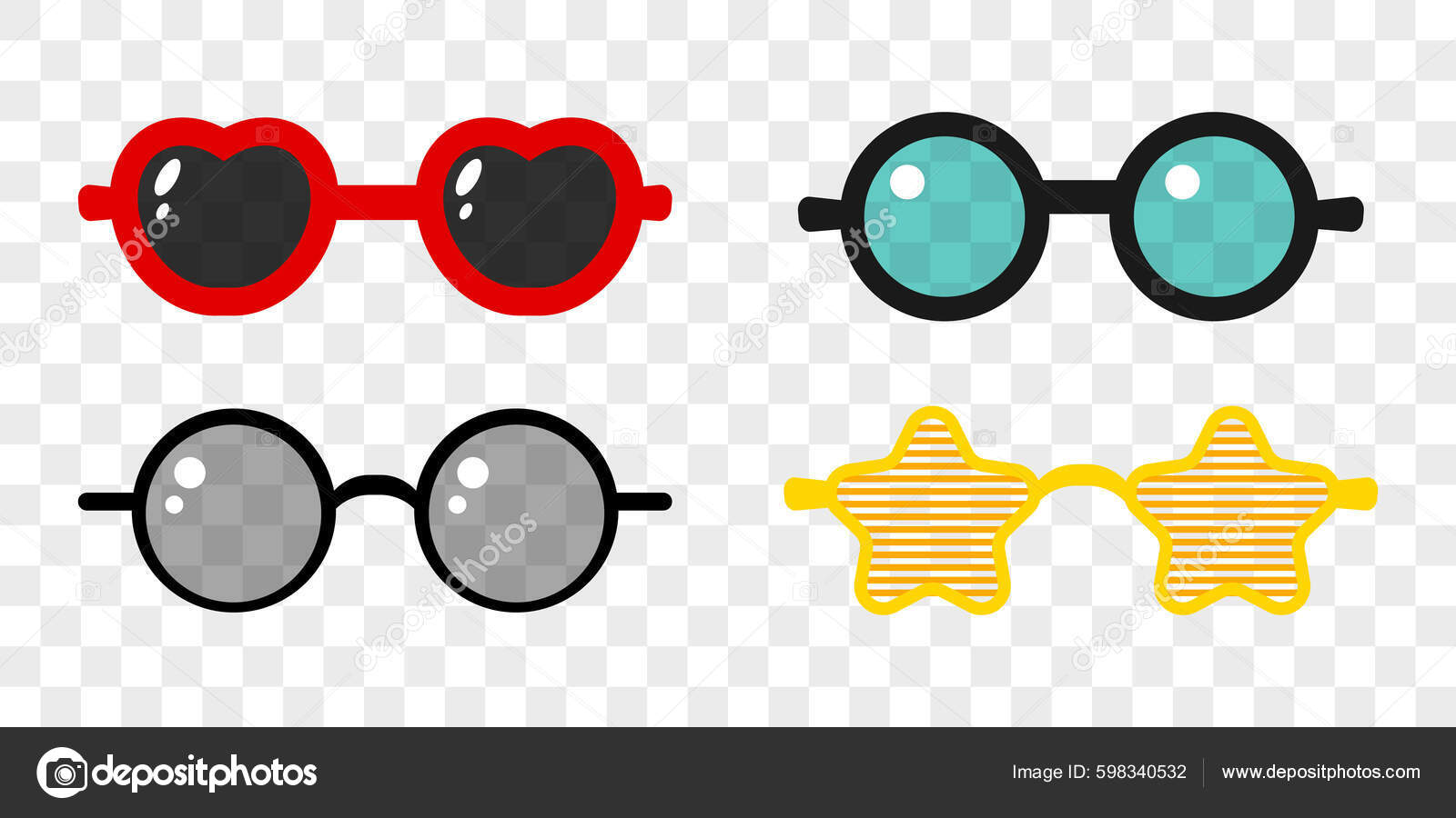 Cartoon Sunglasses Clear Lenses Vector Illustration Isolated ...