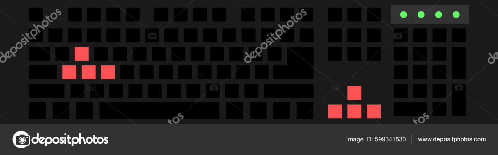 Blank Black Keyboard Layout Game Keyboard Vector Illustration 스톡 벡터 ...