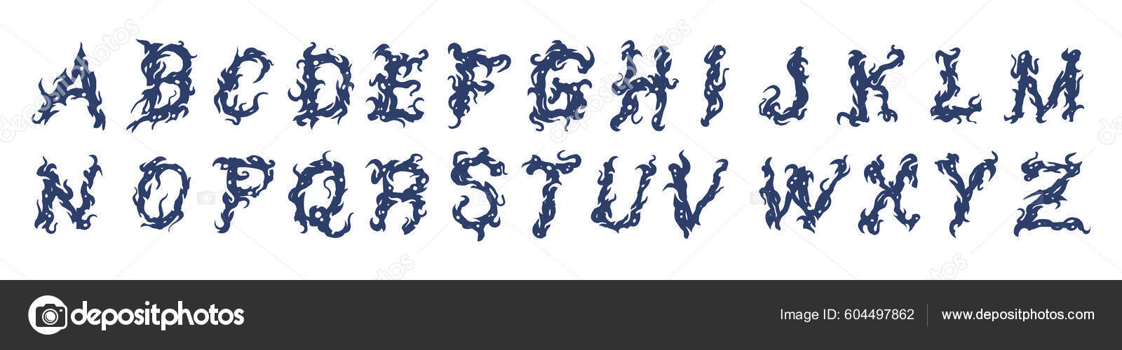 Alphabet Gothic Graffiti Style Illustration Isolated White Background ...