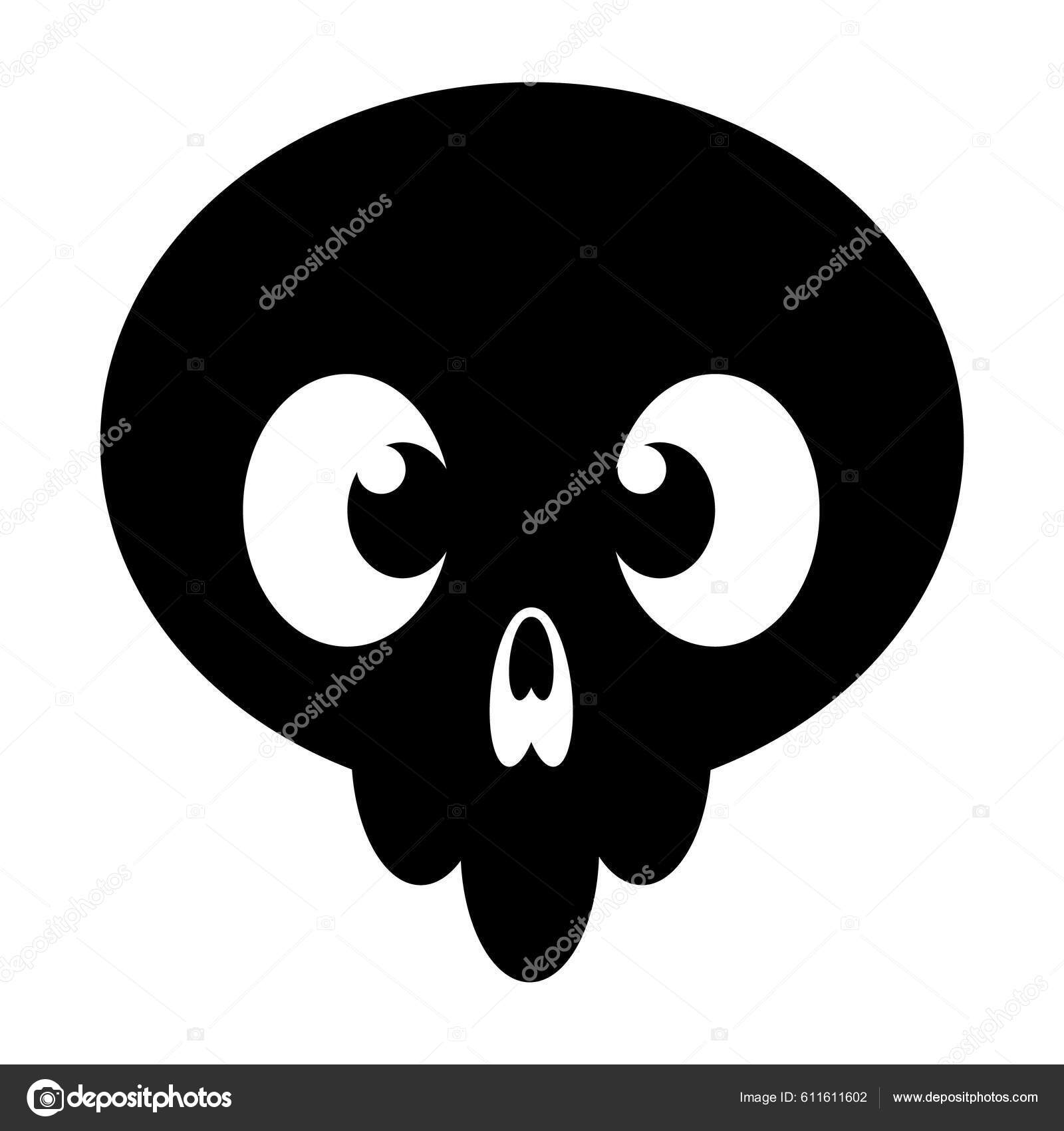 Black Cartoon Skull Icon Comic Style Illustration Horror Halloween ...