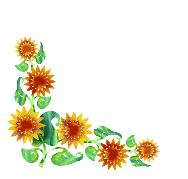 Clipart: sunflower border | Watercolor frame border with sunflowers ...