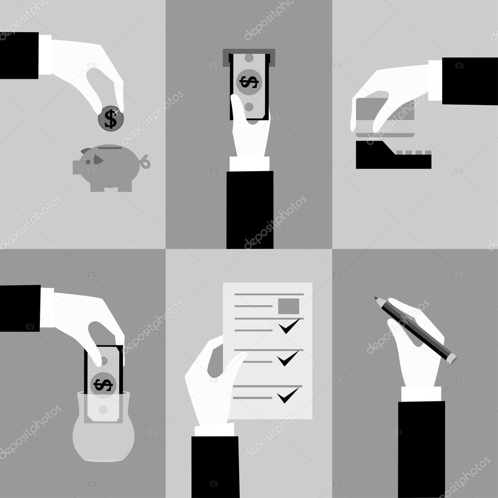 Set of business hands action concepts vector illustration Stock Vector ...