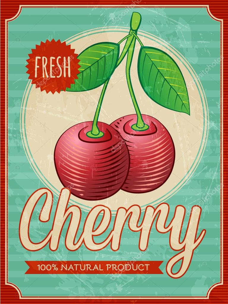 Vector vintage styled cherry poster Stock Illustration by ©mrvvv #32981409