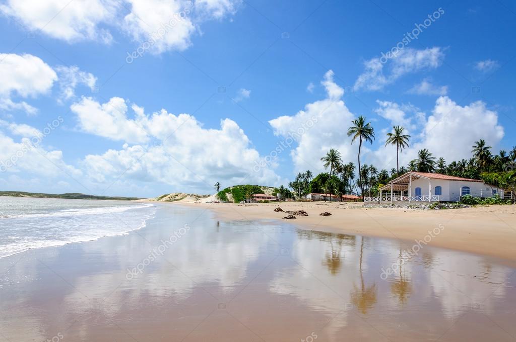 Beach with sand dunes and house, Pititinga, Natal (Brazil) Stock Photo ...