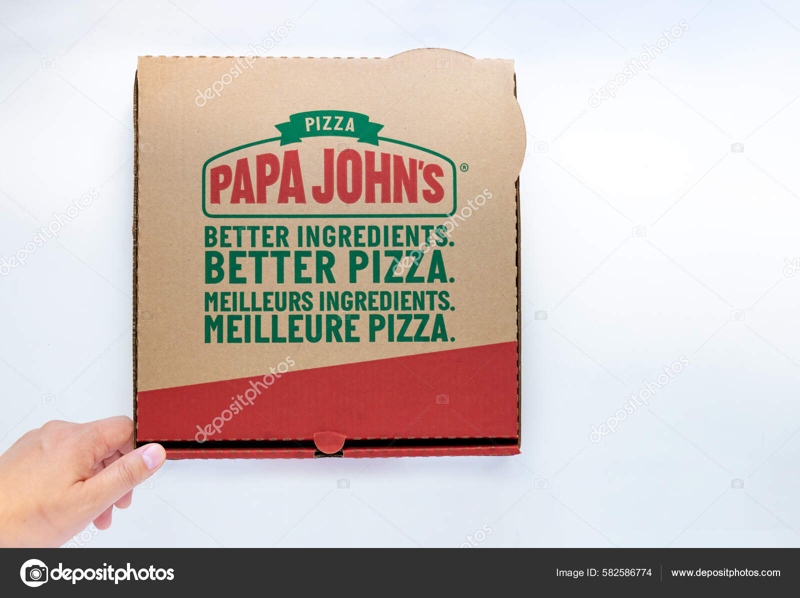 Calgary Alberta Canada Jun 2022 Person Holding Papa John's Pizza ...