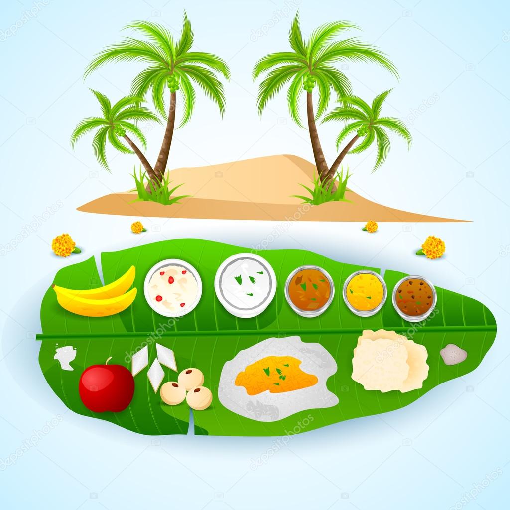 South Indian meal for Onam festival Stock Vector by ©snapgalleria 51182341