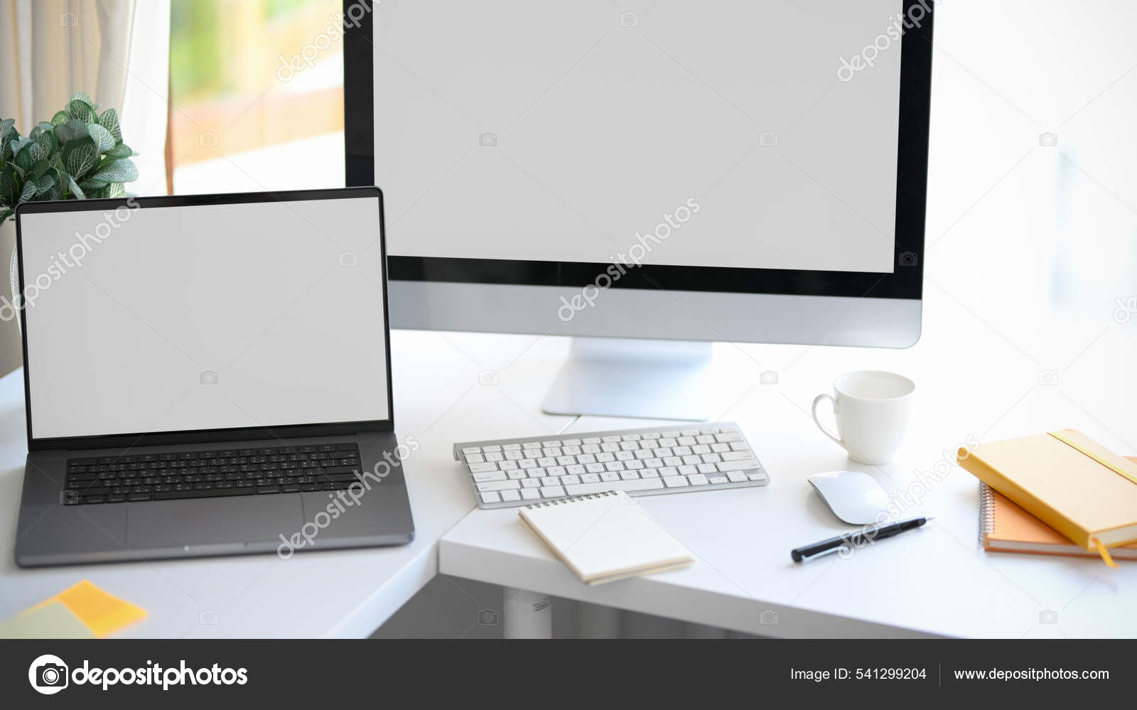 Modern Workspace Desktop Computer Portable Digital Tablet Computer ... Modern Workspace Desktop Computer Portable Digital Tablet Computer ...
