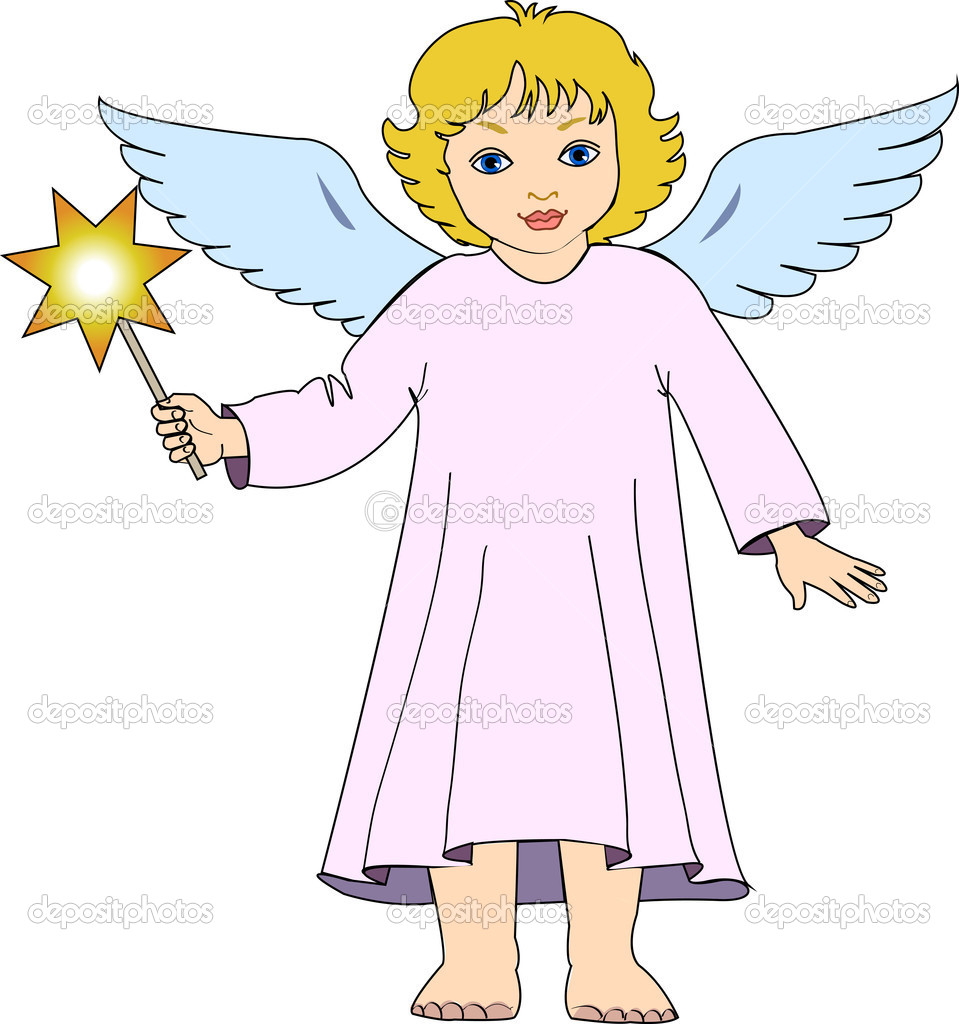 Christmas angel clip art | Christmas angel with star — Stock Vector ...